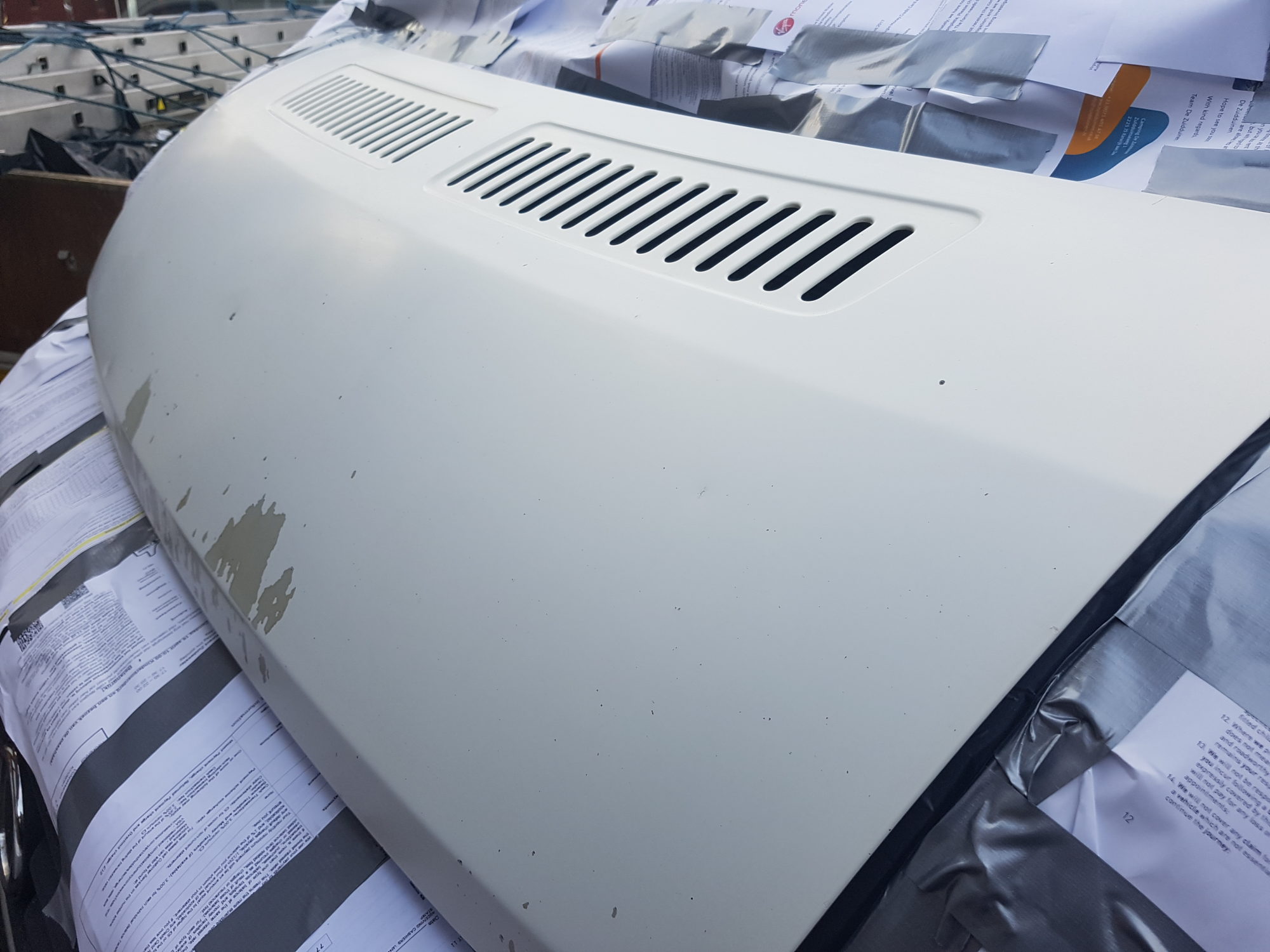 Van Conversion – Bonnet Repair & Spray – Adventures in a Camper