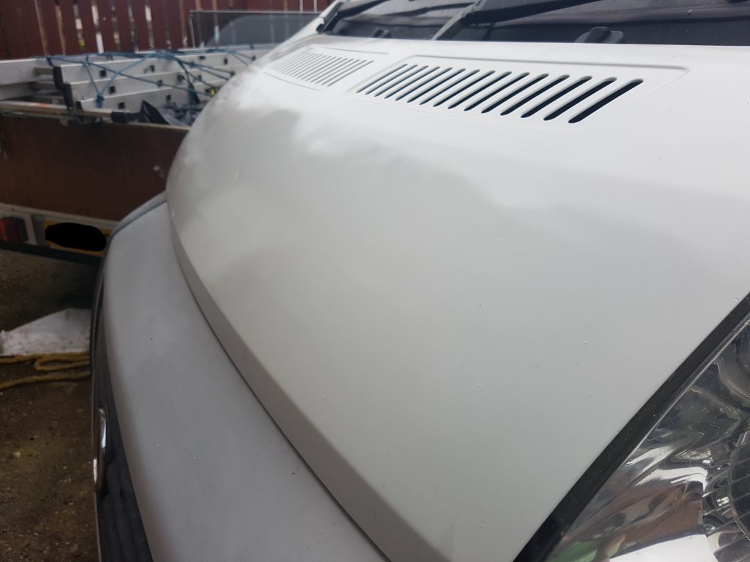 Van Conversion – Bonnet Repair & Spray – Adventures in a Camper